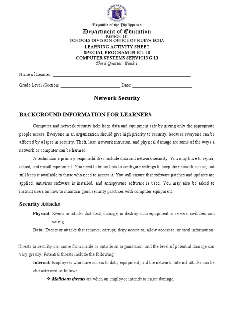 CSS10 Q3. Week 1 | PDF | Computer Virus | Antivirus Software