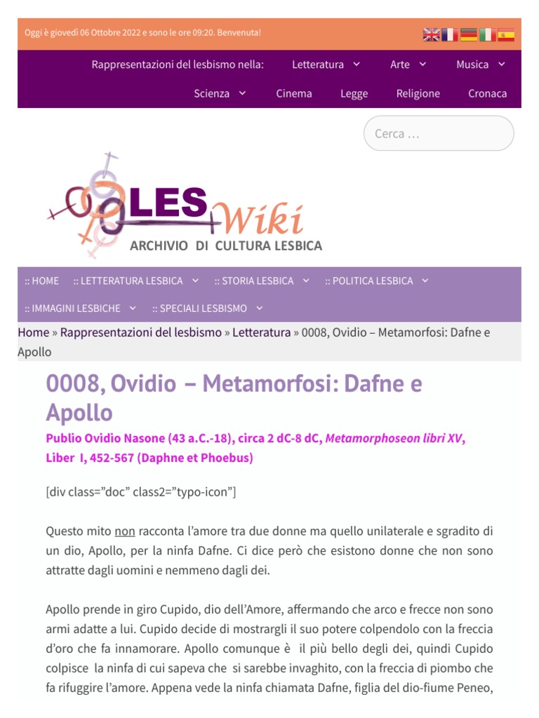 0008, Ovidio - Metamorfosi - Dafne e Apollo | PDF