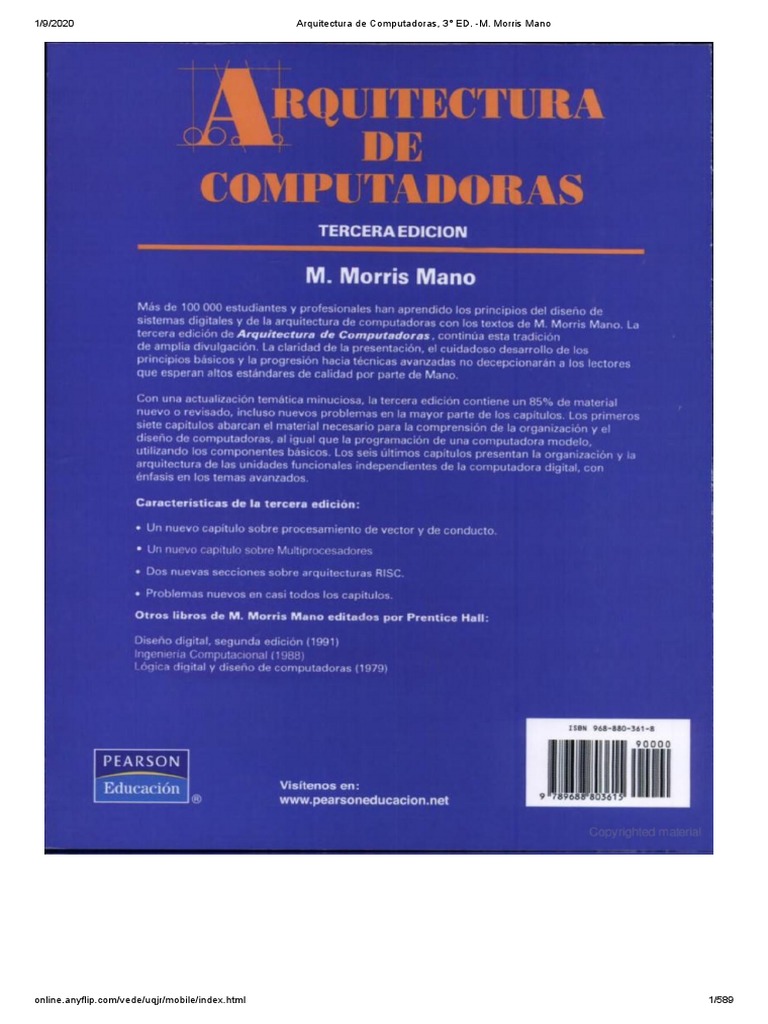 Arquitectura de Computadoras, 3° ED. - M. Morris Mano Azul | PDF