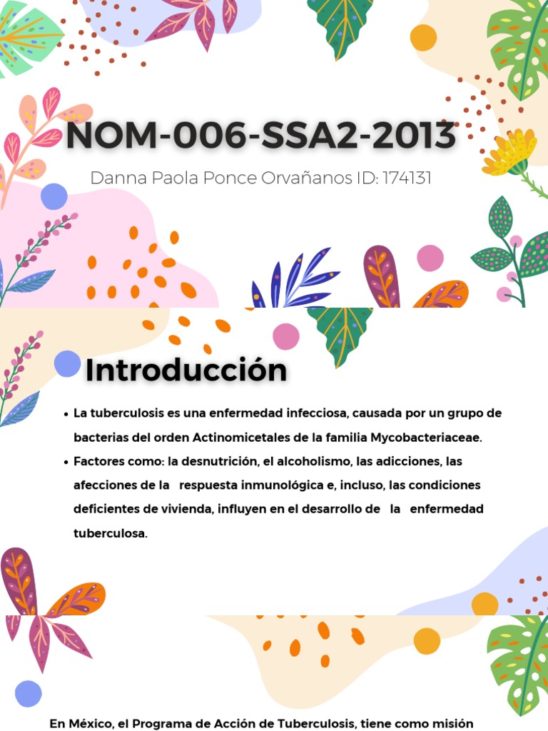Nom-006-Ssa2-2013 (Id 174131) | PDF | Tuberculosis | Asistencia ...