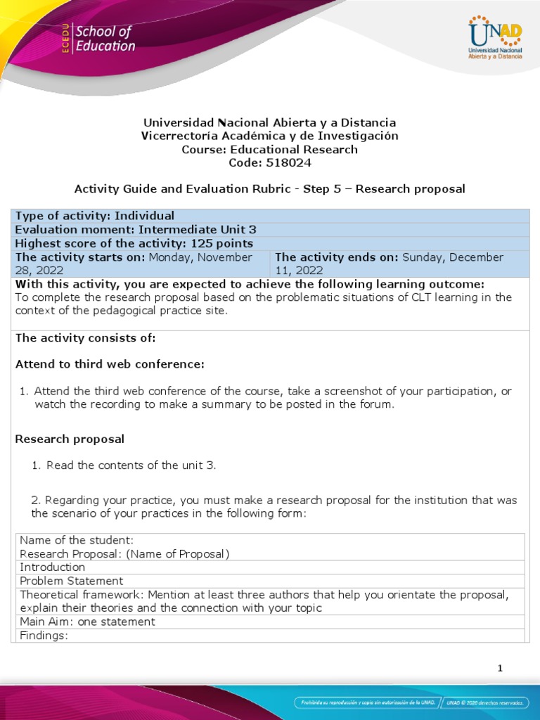 Activity Guide and Evaluation Rubric - Step 5 - Research Proposal | PDF | Turnitin | Cognition