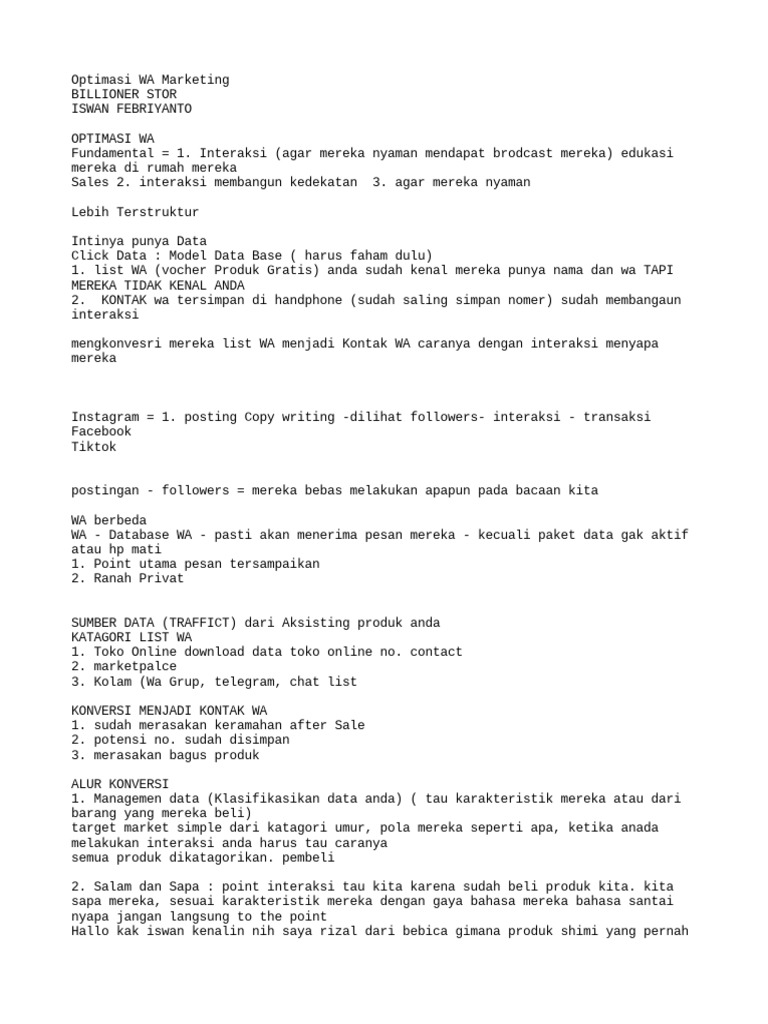 Optimasi Wa Marketing | PDF | Komputer