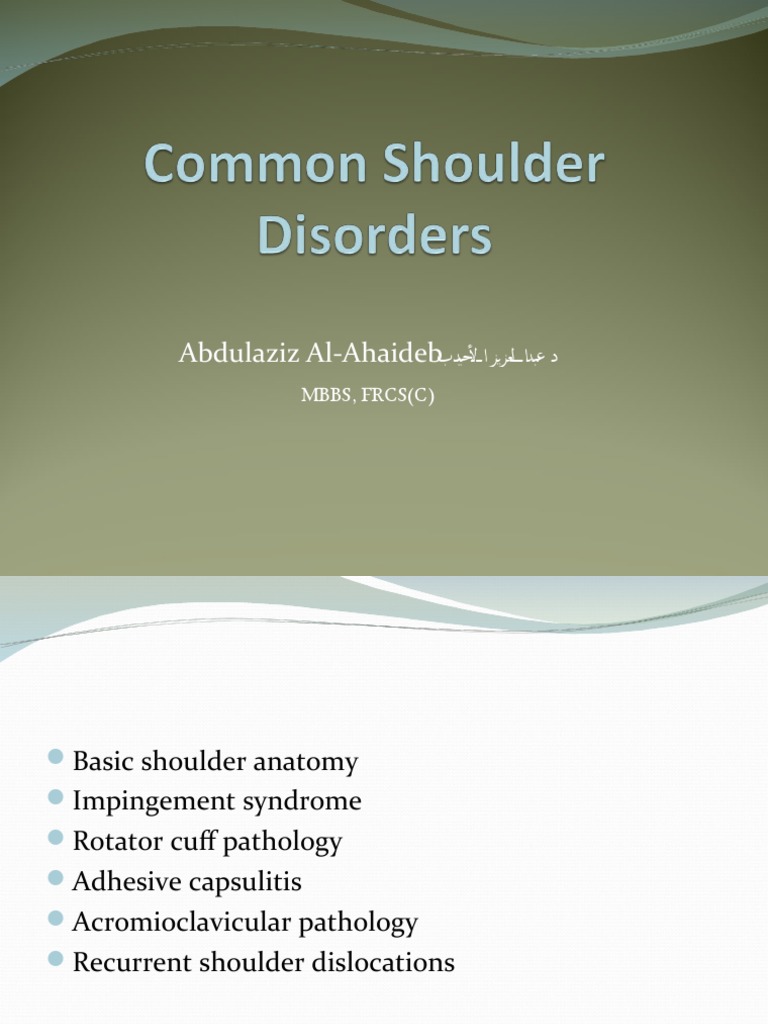 15 - Common Shoulder Disorders | PDF | Shoulder | Human Anatomy 15 - Common Shoulder Disorders | PDF | Shoulder | Human Anatomy