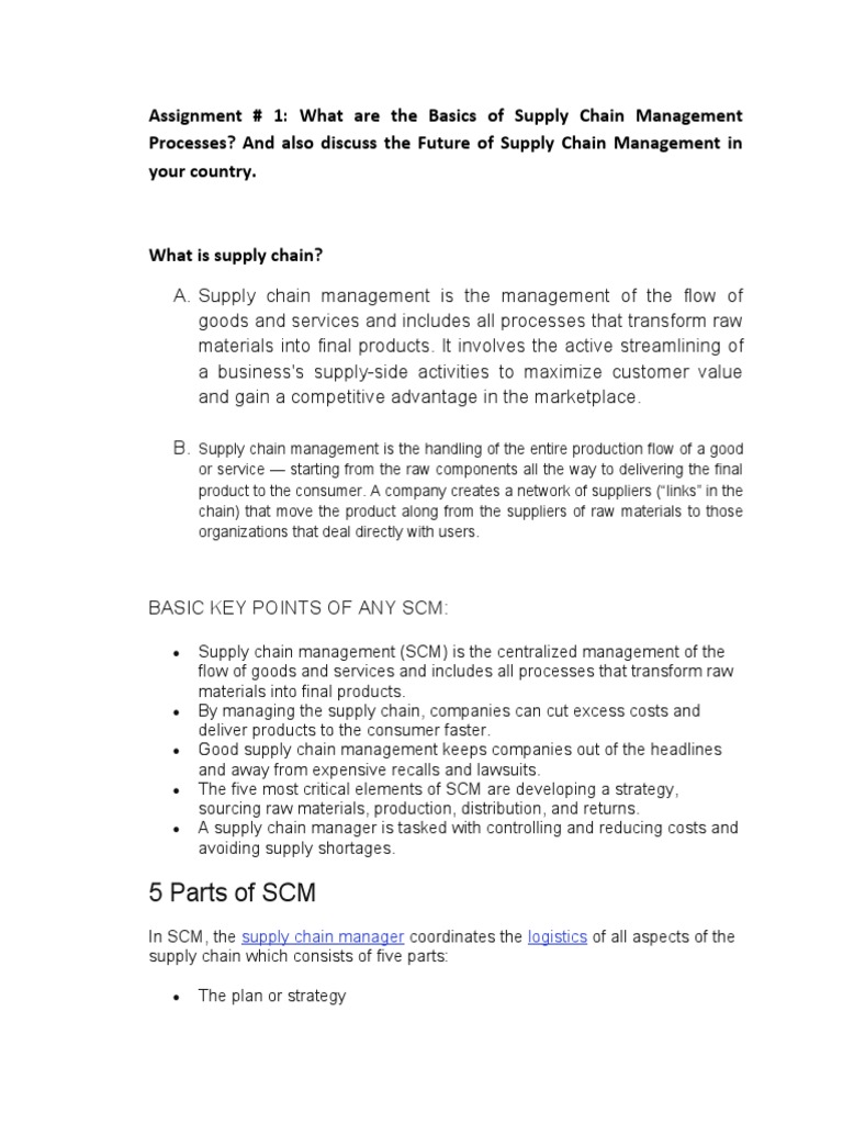 Assignment SCM | Download Free PDF | Supply Chain | Supply Chain Management