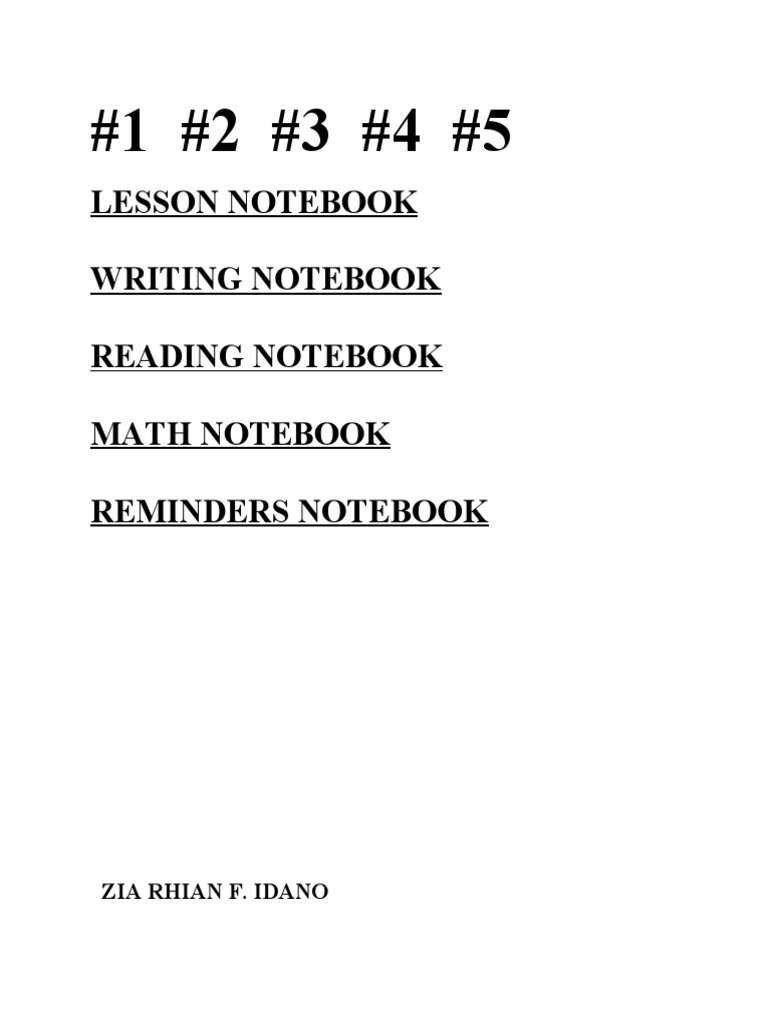 Lesson Notebook Writing Notebook Reading Notebook Math Notebook ...