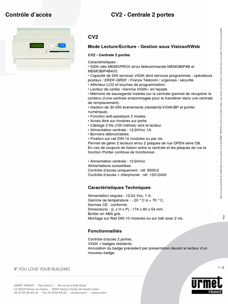 Centrale de Contrôle d'Accès CV2 | PDF | Informatique | Technologies de ...
