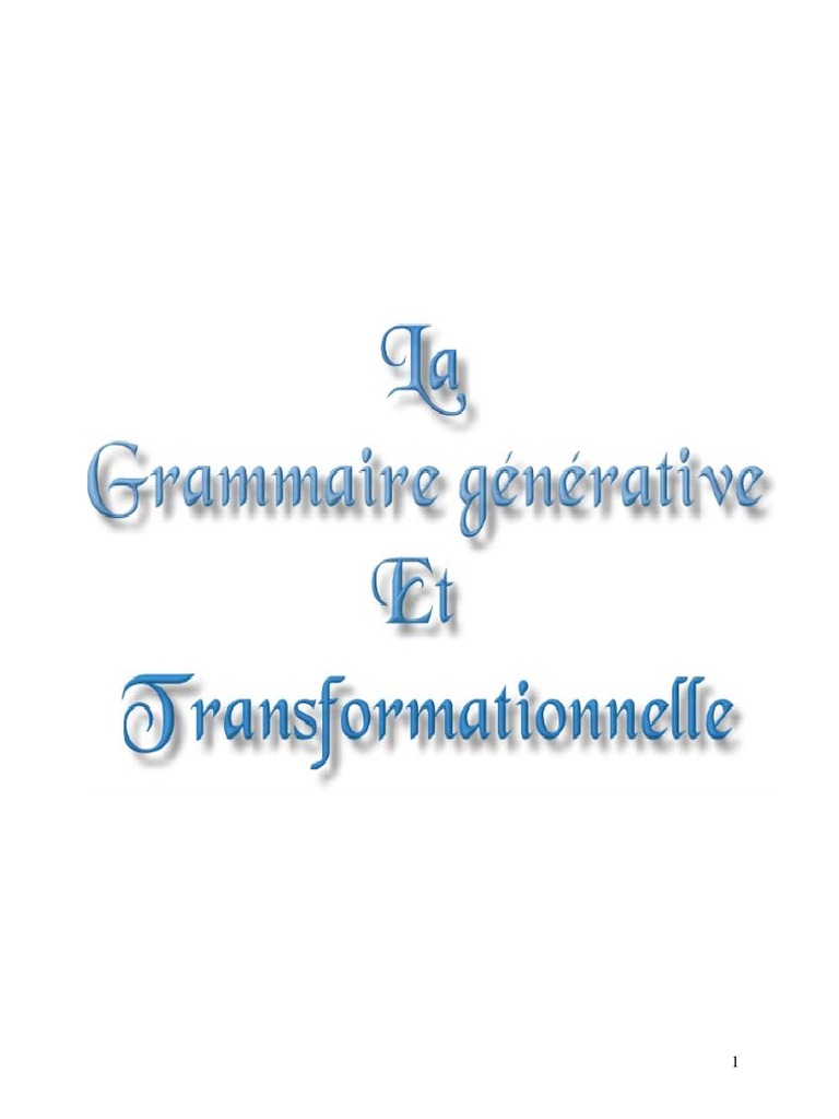 Introduction à la grammaire générative | PDF | Phrase | Linguistique