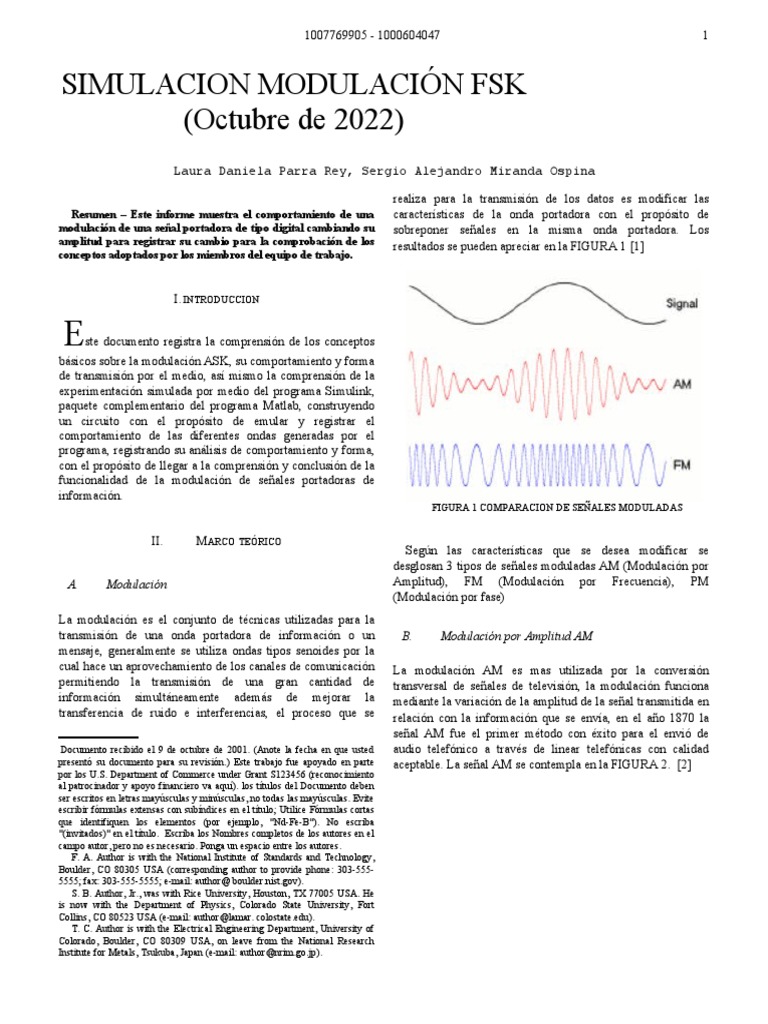 Modulacion FSK | PDF | Modulación | Modulación de frecuencia