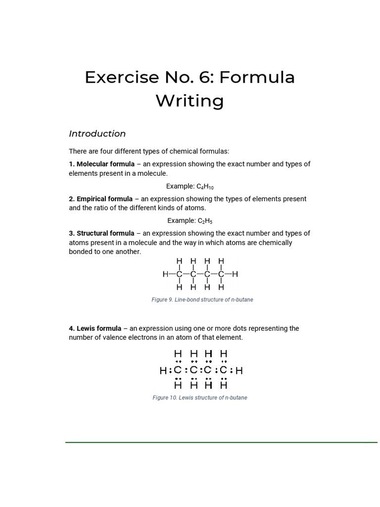 Experiment No. 6 Formula Writing | PDF | Molecules | Chemical Elements
