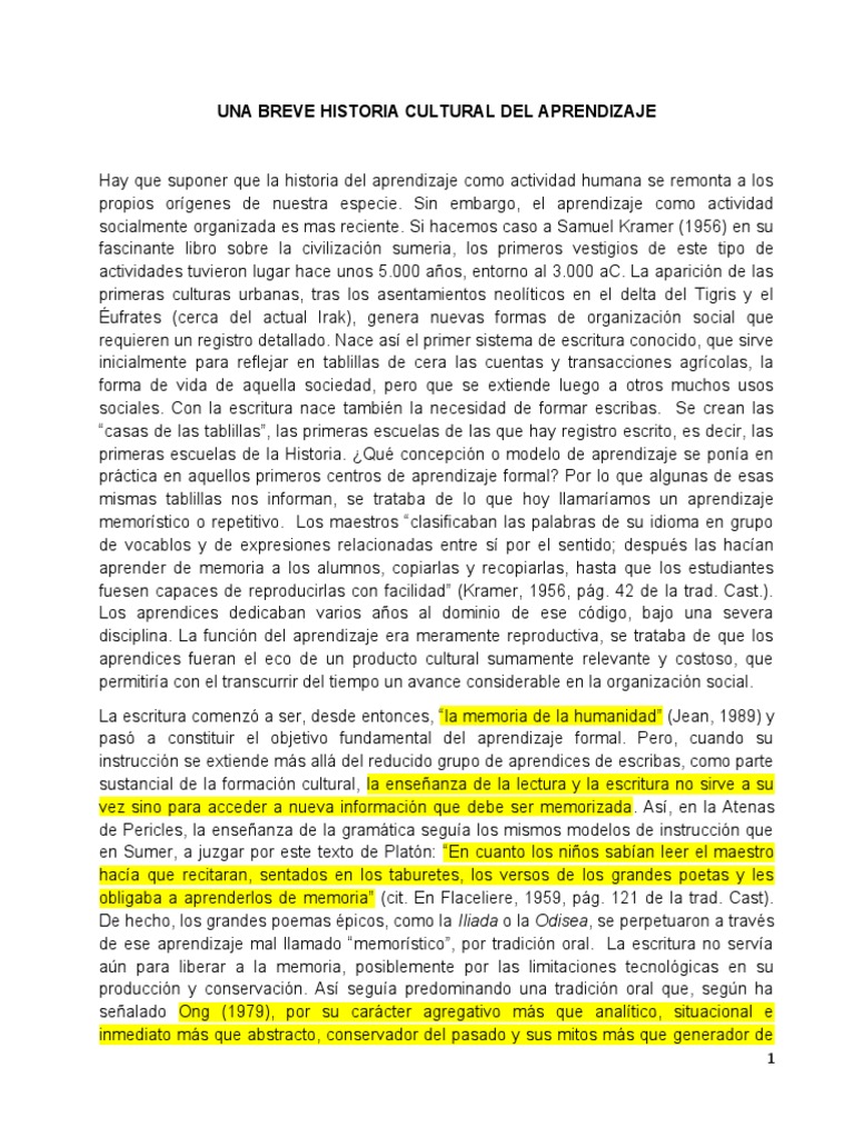 Una Breve Historia Cultural Del Aprendizaje Juan Ignacio Pozo | PDF ...