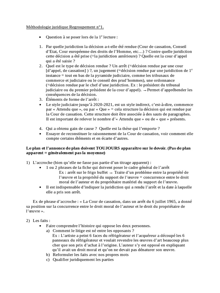 Méthodologie Juridique Regroupement 1 | PDF | Justice | Crime et violence