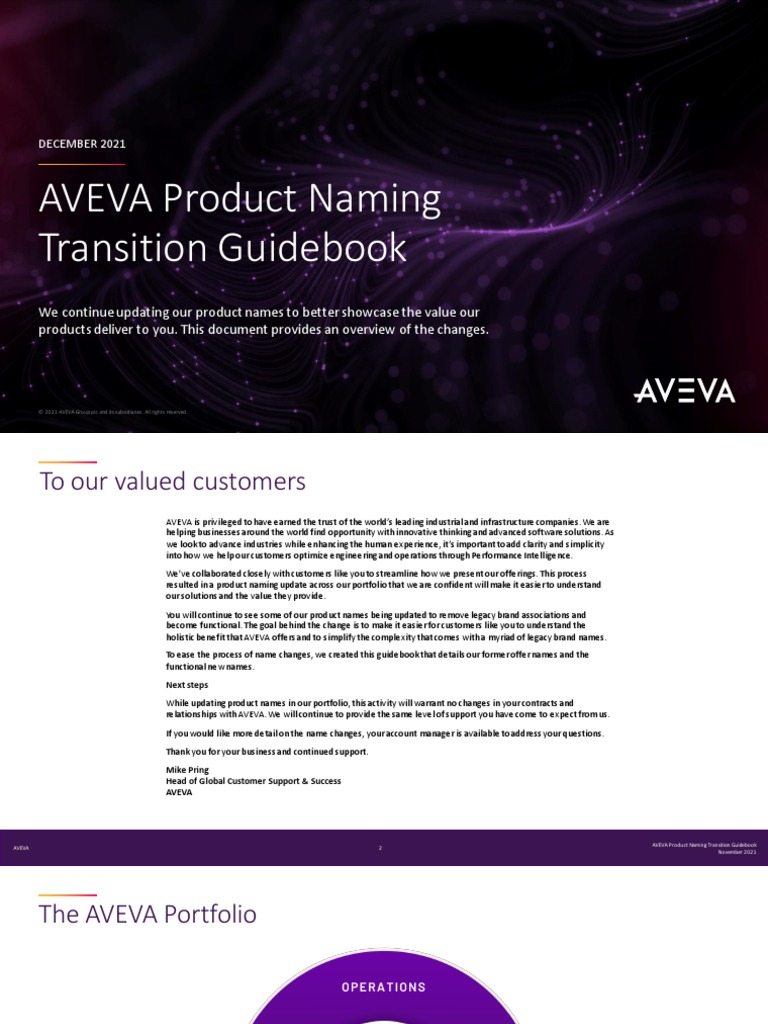 AVEVA Product Naming Transition Guidebook 21-12 | PDF | Scada | Cloud Computing