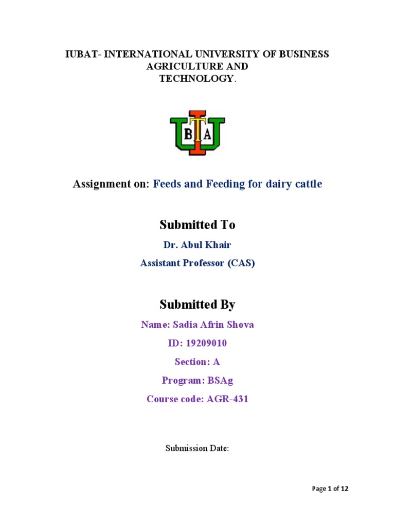 Feeds & Feeding Assignment | PDF | Hay | Vitamin