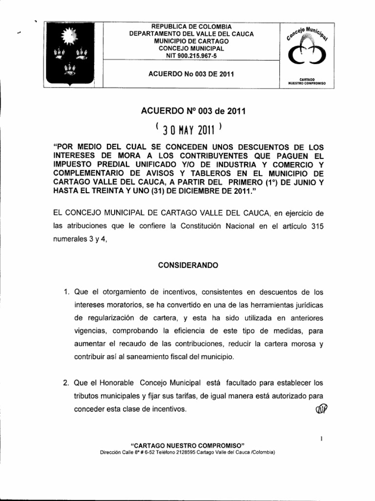 Acuerdo 003 | PDF | Colombia | Economias