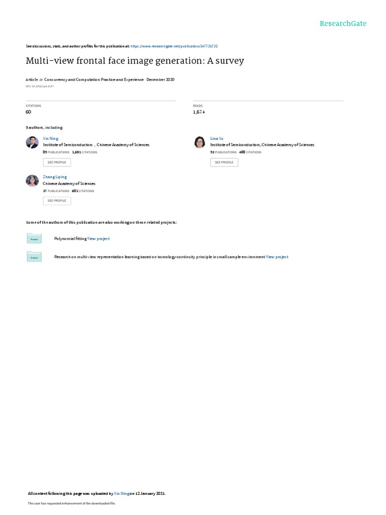 Multi View Frontal Face Image Generation: A Survey: Concurrency and Computation Practice and ...