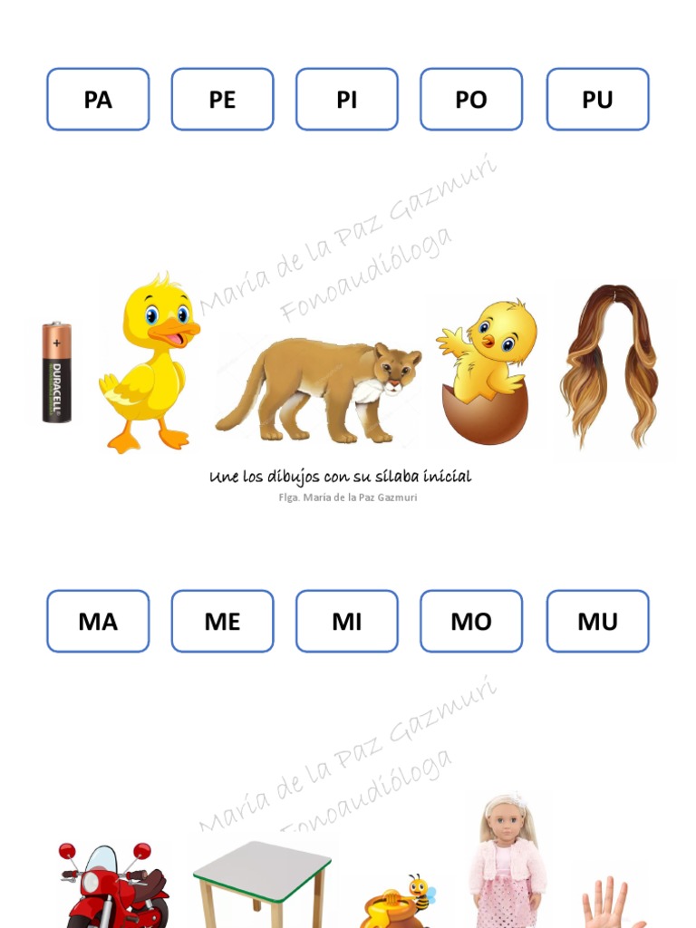 Silabas Iniciales - Unir Imagen Con Sílaba | PDF