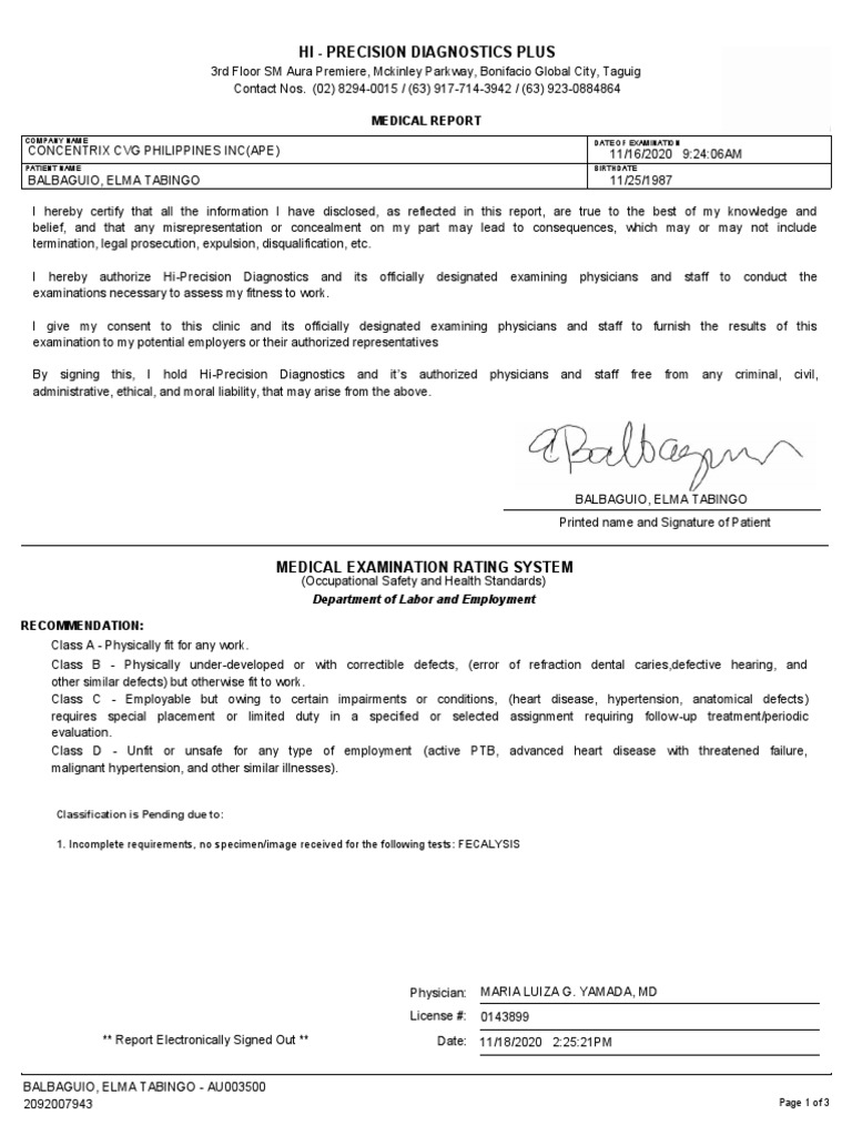 Hi - Precision Diagnostics Plus: Medical Report | PDF | Physical ...