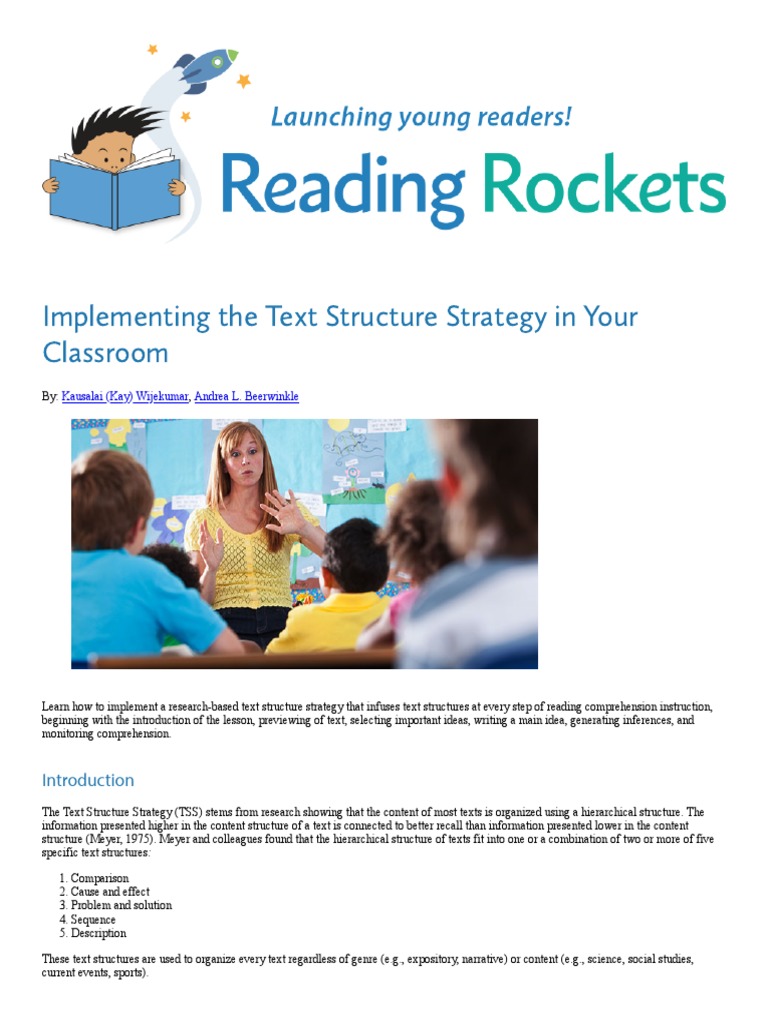 Implementing The Text Structure Strategy in Your Classroom | PDF ... Implementing The Text Structure Strategy in Your Classroom | PDF ...