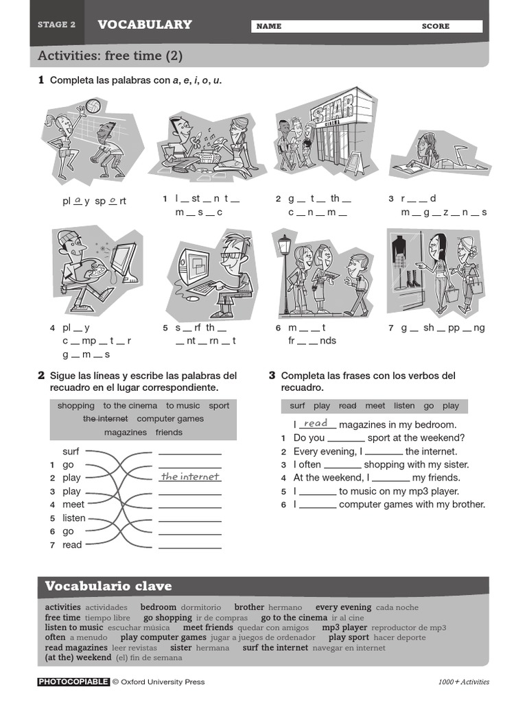 1000 Habilidades Mixtas 2 Stage - 2 - Activities - Free - Time - 2 | PDF