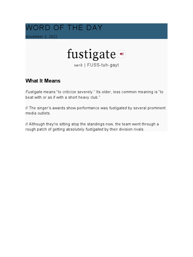 Fustigate: Word of The Day | PDF