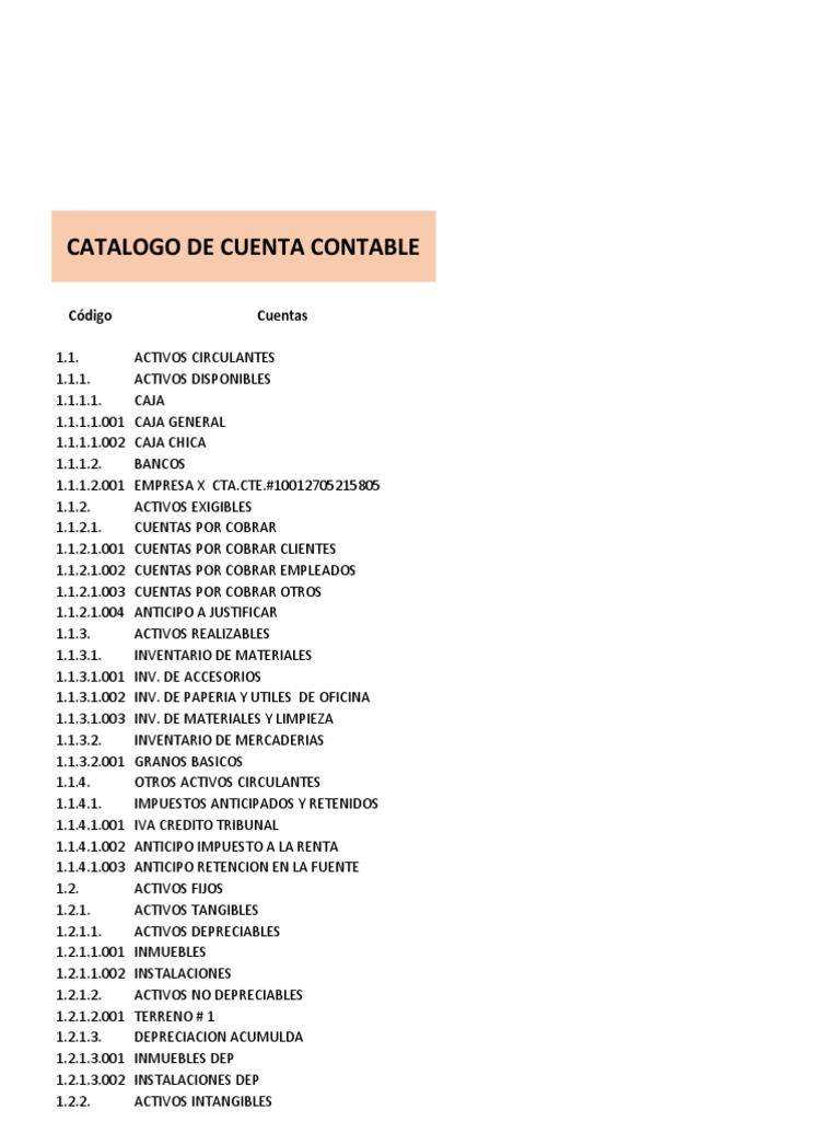 Catalogo de Cuenta Contable | PDF | Salario | Contabilidad