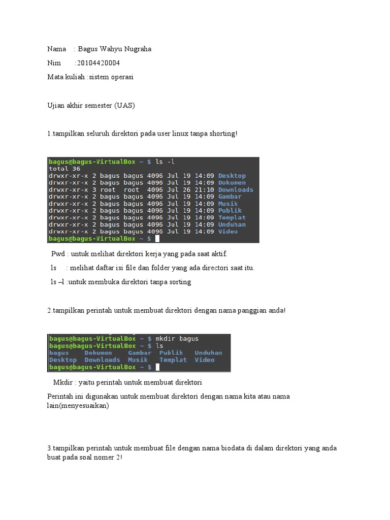 Uas Praktikum So - 20104420004 - Bagus Wahyu Nugraha - Siskom 20 | PDF