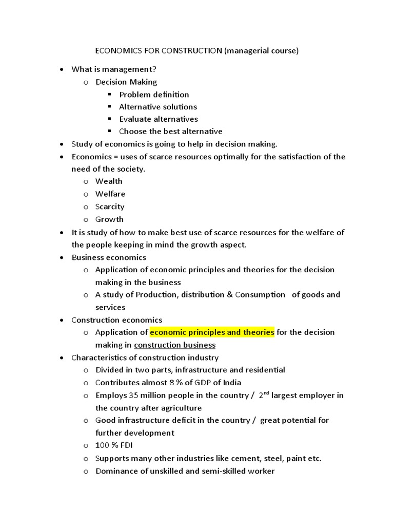 Construction Economics Overview | PDF | Elasticity (Economics ...