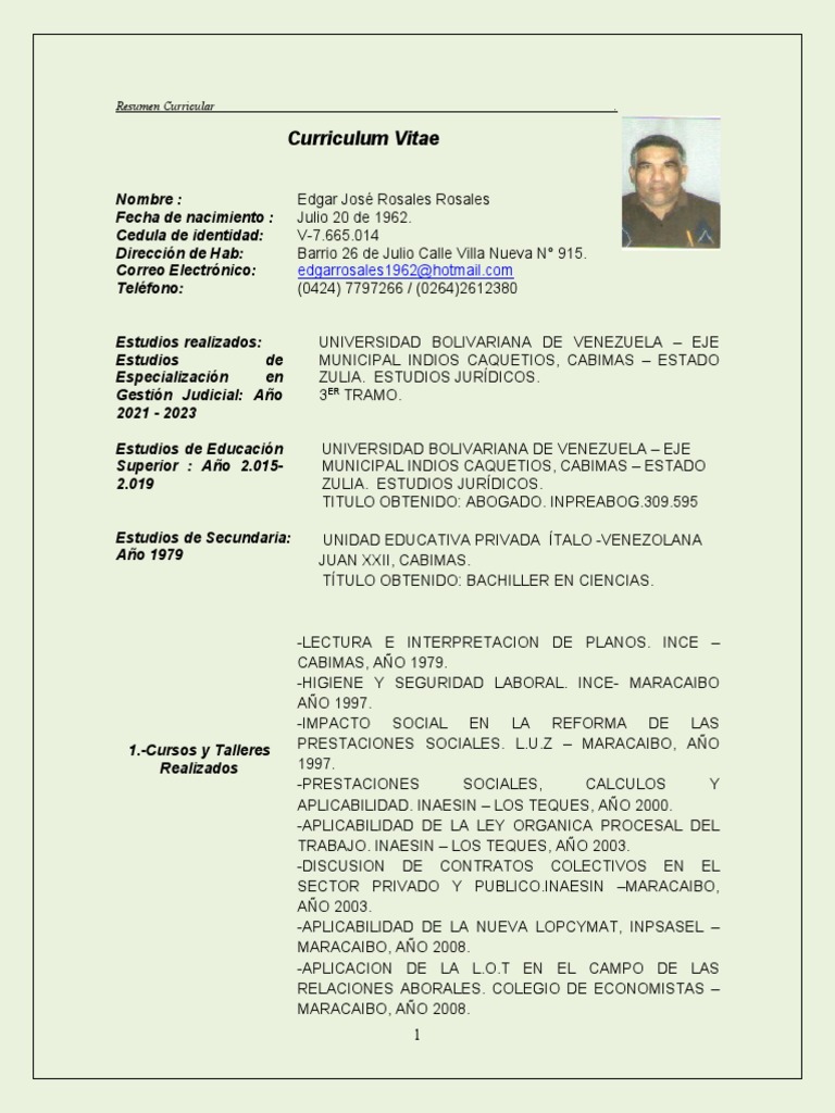 Curriculum Edgar Rosales R.6 | PDF | Venezuela | Judicaturas