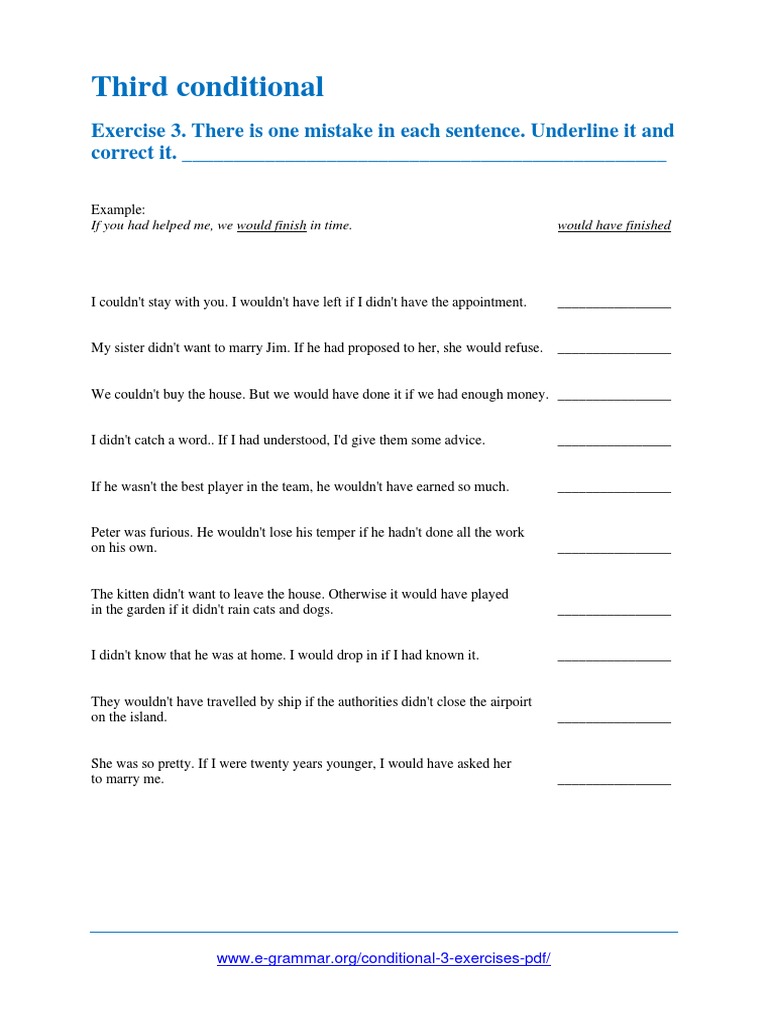 Third Conditional Exercise 3 | PDF