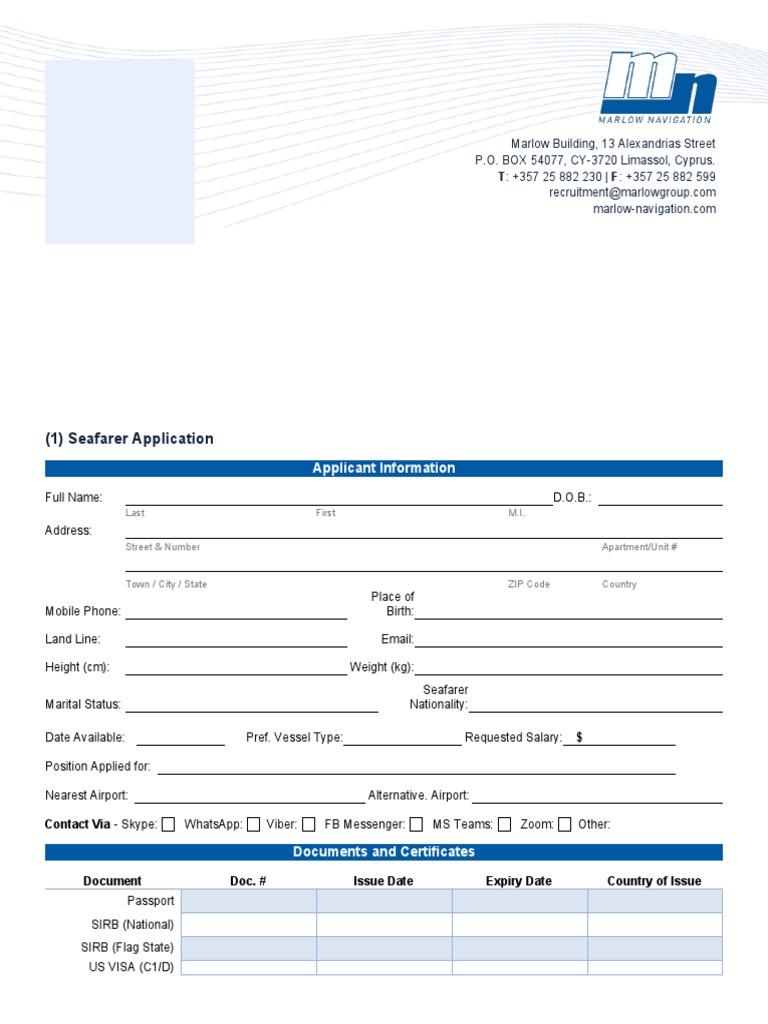 Marlow Navigation Resume CV Template For Seafarers | PDF | Privacy ...