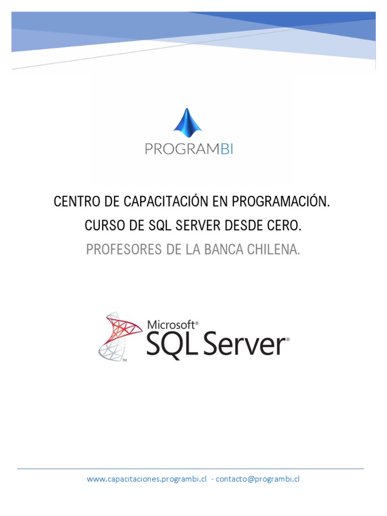 Curso SQL Server 20 Horas | PDF | Servidor SQL de Microsoft | SQL