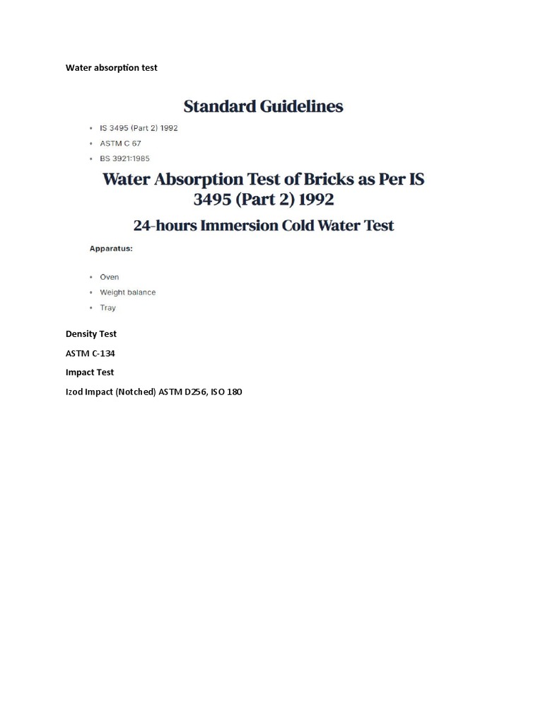 Water Absorption Test | PDF