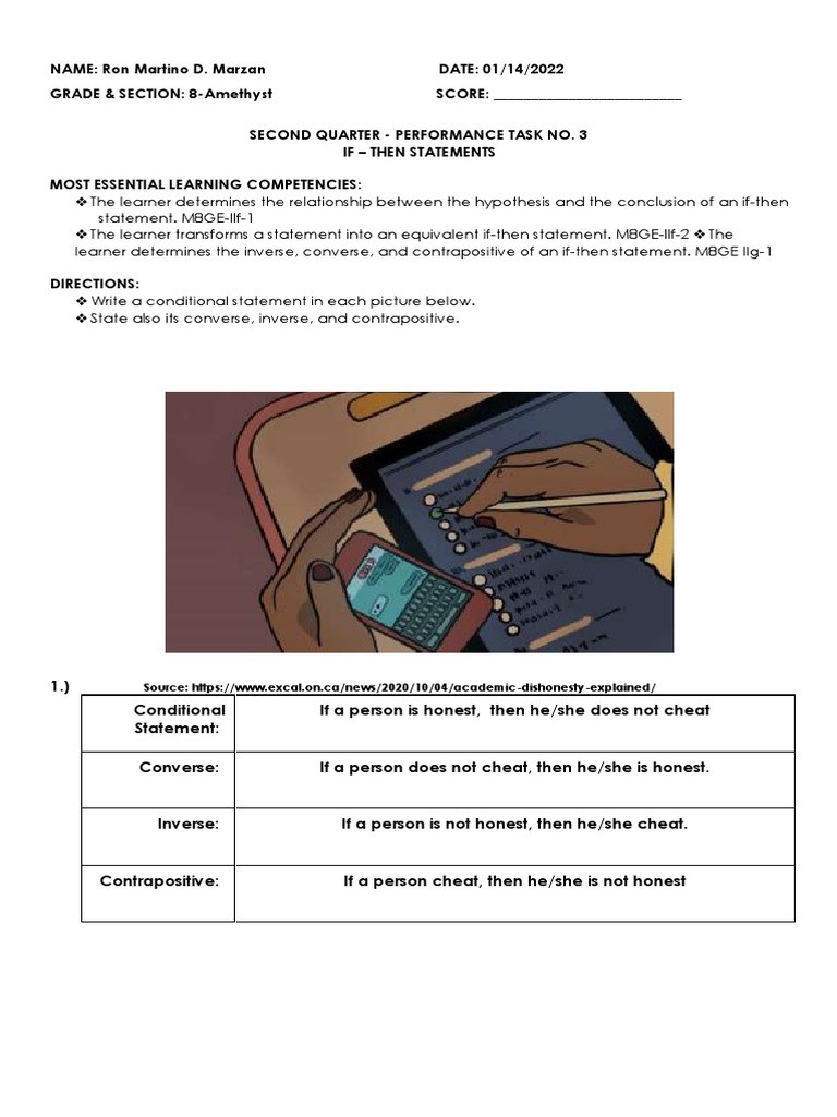 Performance Task # 3 in MATH8 Q2 Ron Martino D. Marzan | PDF | Cognition | Learning
