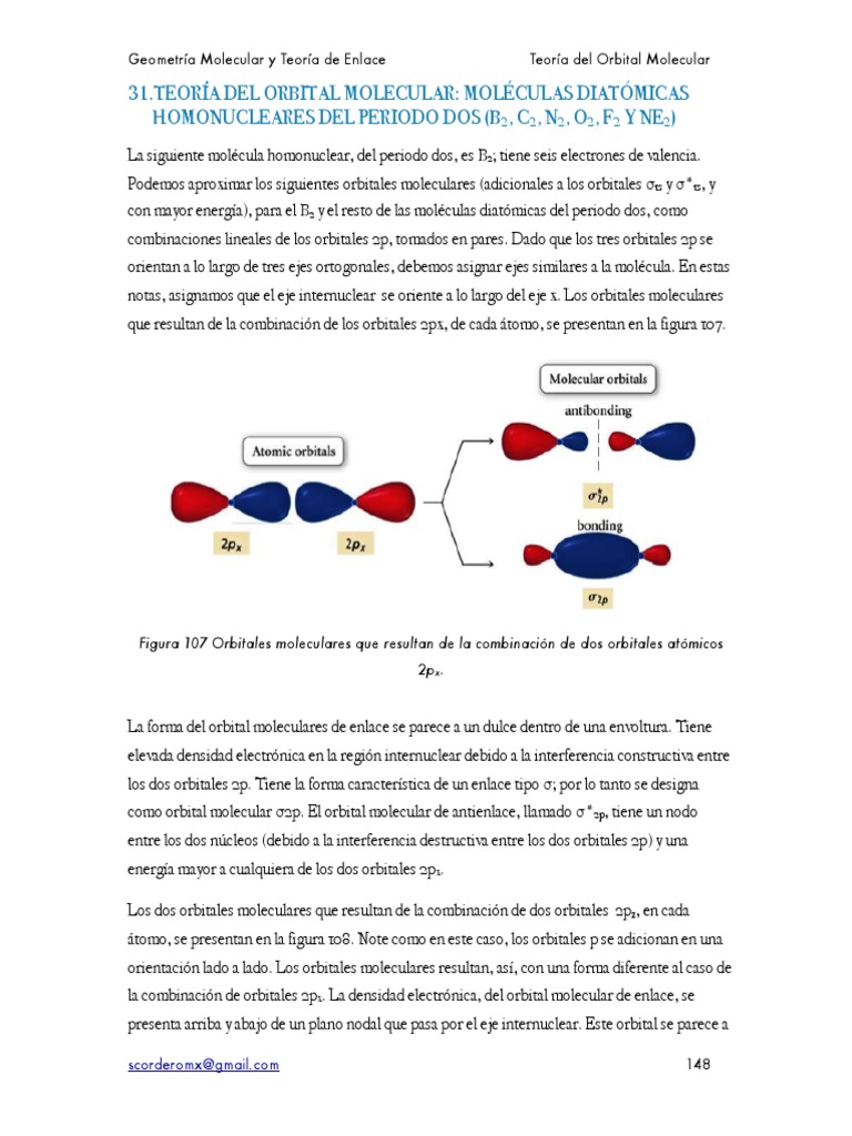 Teoria Del Orbital Molecular | PDF | Enlace químico | Orbital Molecular