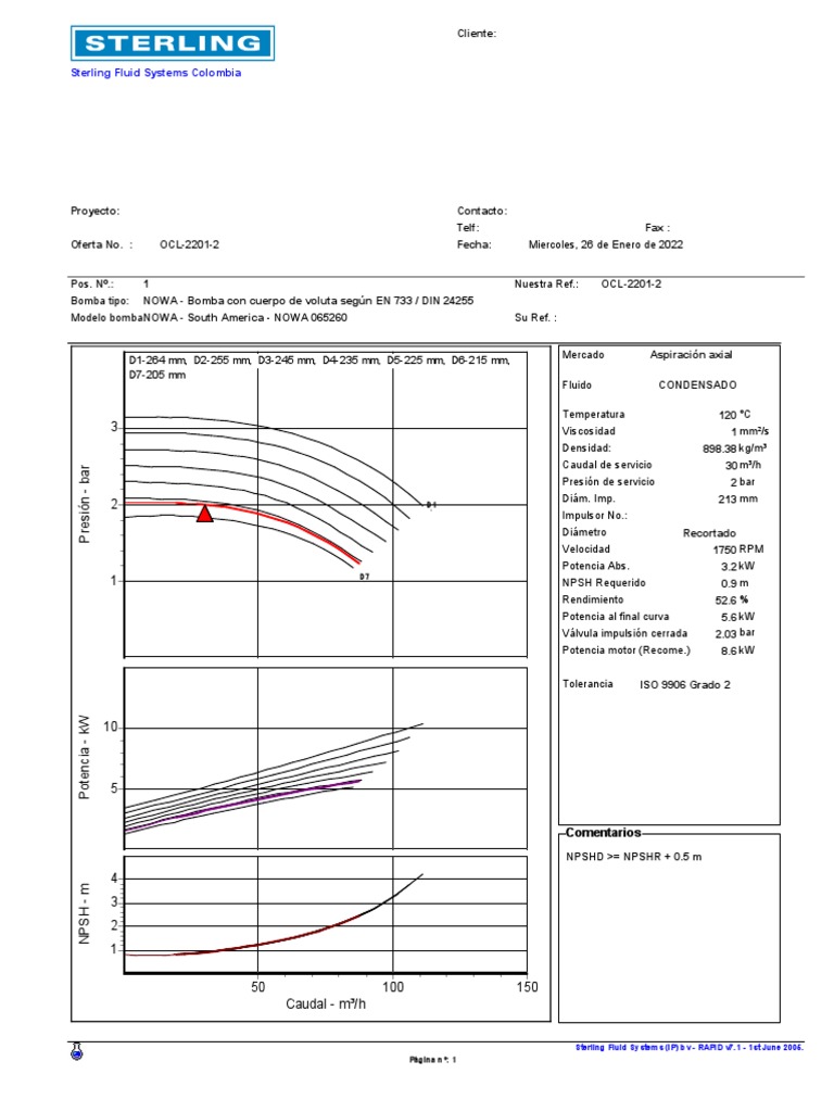 Curva Bba. Nowa 6526 - para 30 m3-h - 2 Bar | PDF | Mecánica de Medios ...