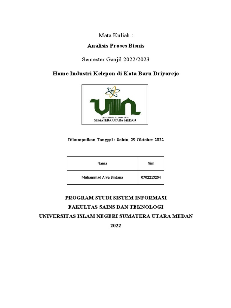 UTS Muhammad Arya Bintana - Analisis Proses Bisnis | PDF