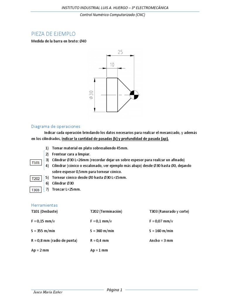 Programa de CNC para mecanizado de pieza de ejemplo en el Instituto ...
