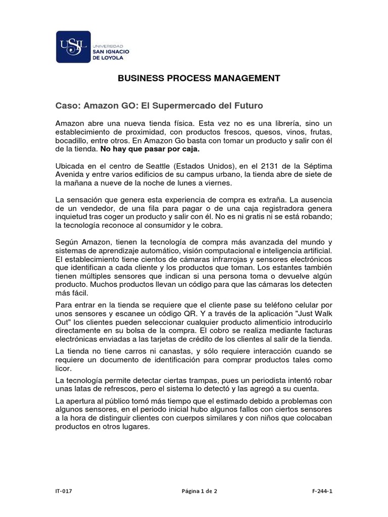 Caso Amazon Go - Problemática | PDF