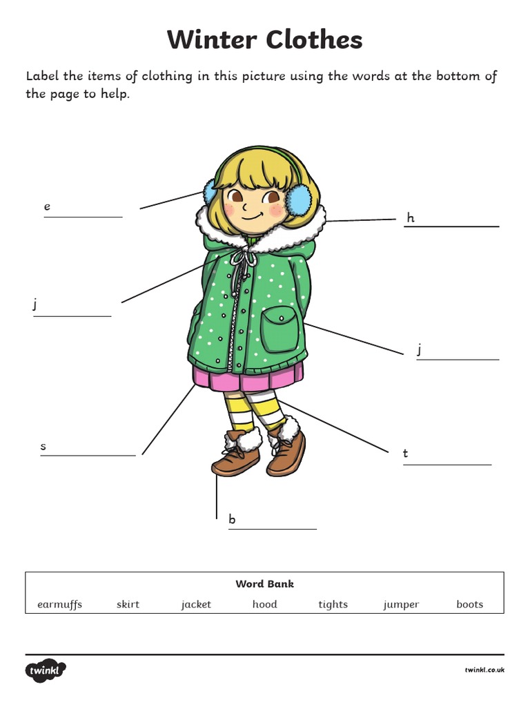 Winter Clothes Labeling Activity | PDF