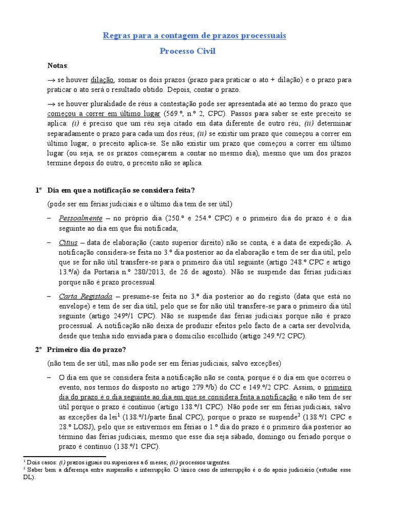 Esquema Contagem de Prazos (Processo Civil) | PDF | Férias trabalhistas | Réu