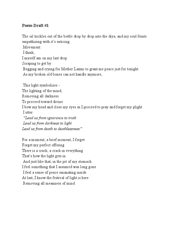 Poem Draft #1 - (Renell Simon) | PDF