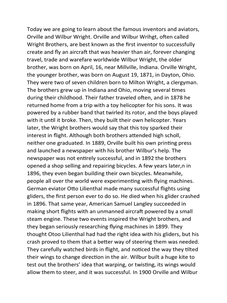Wright Brothers Texts | PDF | Wright Brothers | Wright Flyer