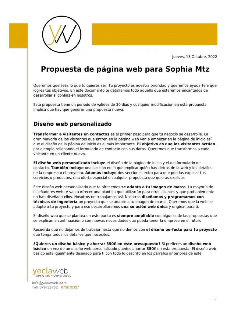 YeclaWeb - Propuesta de Página Web para Sophia MTZ | Descargar gratis PDF | Red mundial ...