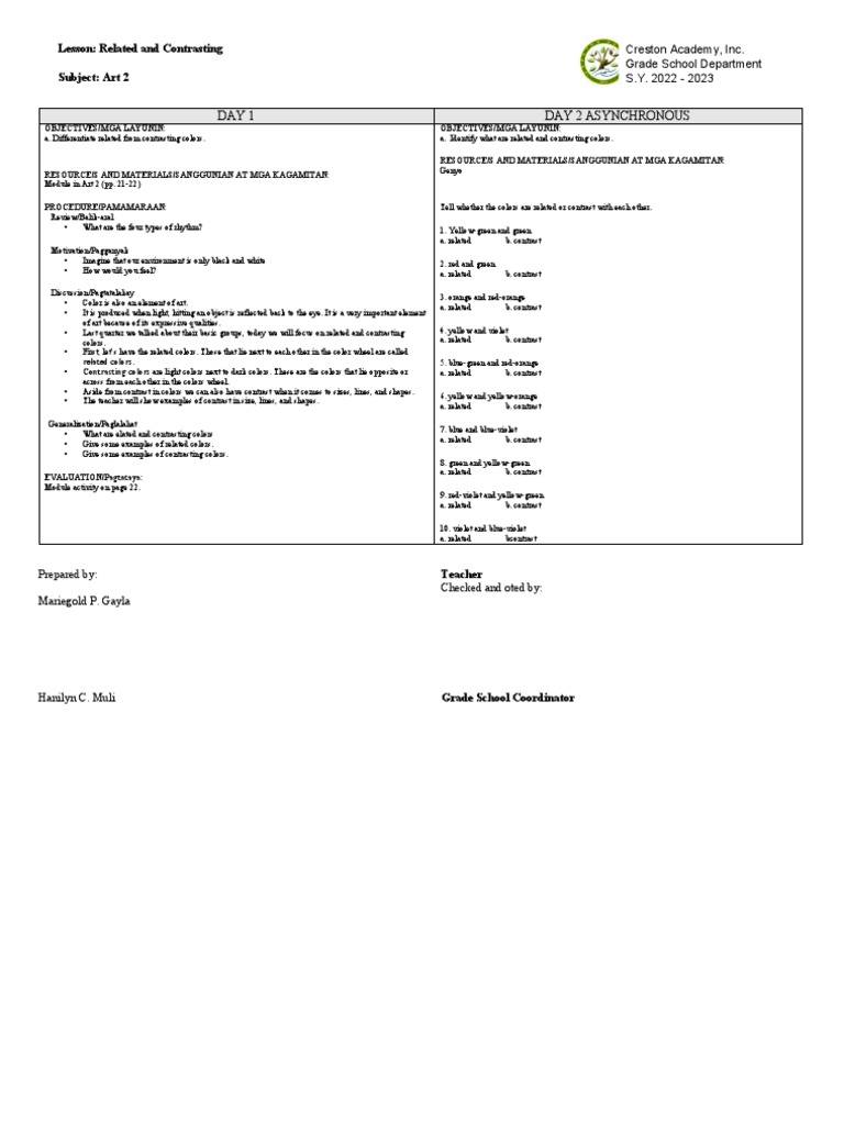 Art Related and Contrast | PDF | Color | Visual Perception
