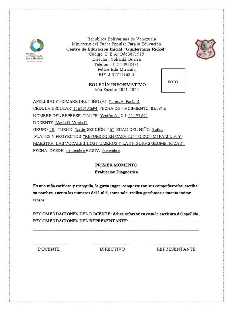 Formato de Boleta Nuevo 2022 | PDF | Educación de la primera infancia ...