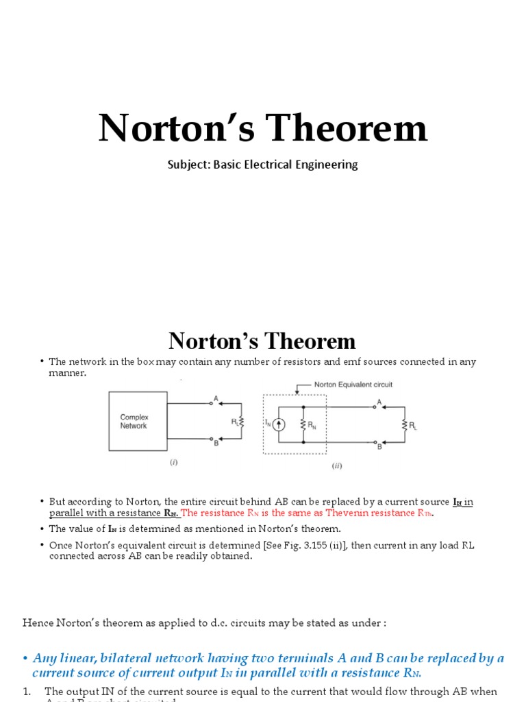Determining the Norton Equivalent Circuit for Various Electrical Networks | PDF | Electrical ...