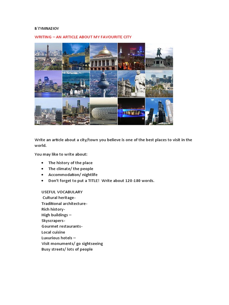 Writing - My Favourite City | PDF