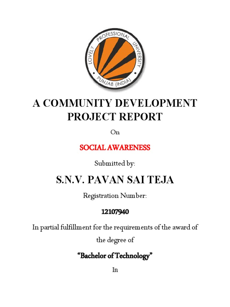 A Community Development Project Report | PDF | Non Governmental ...