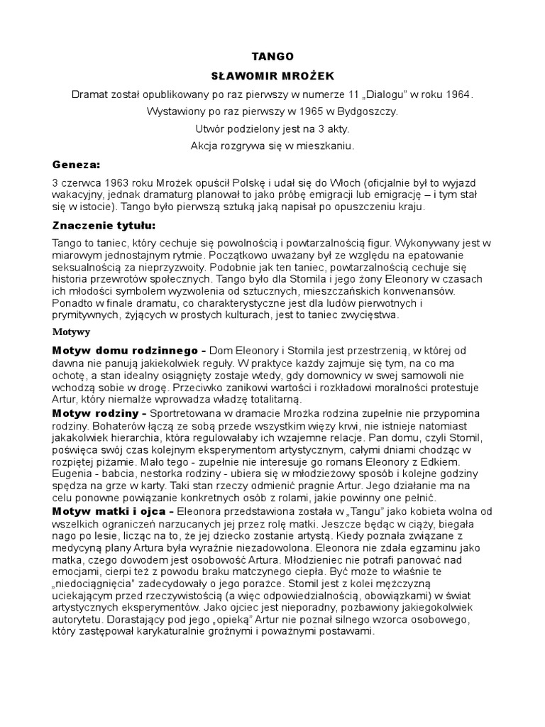 Tango - Sławomir Mrożek | PDF