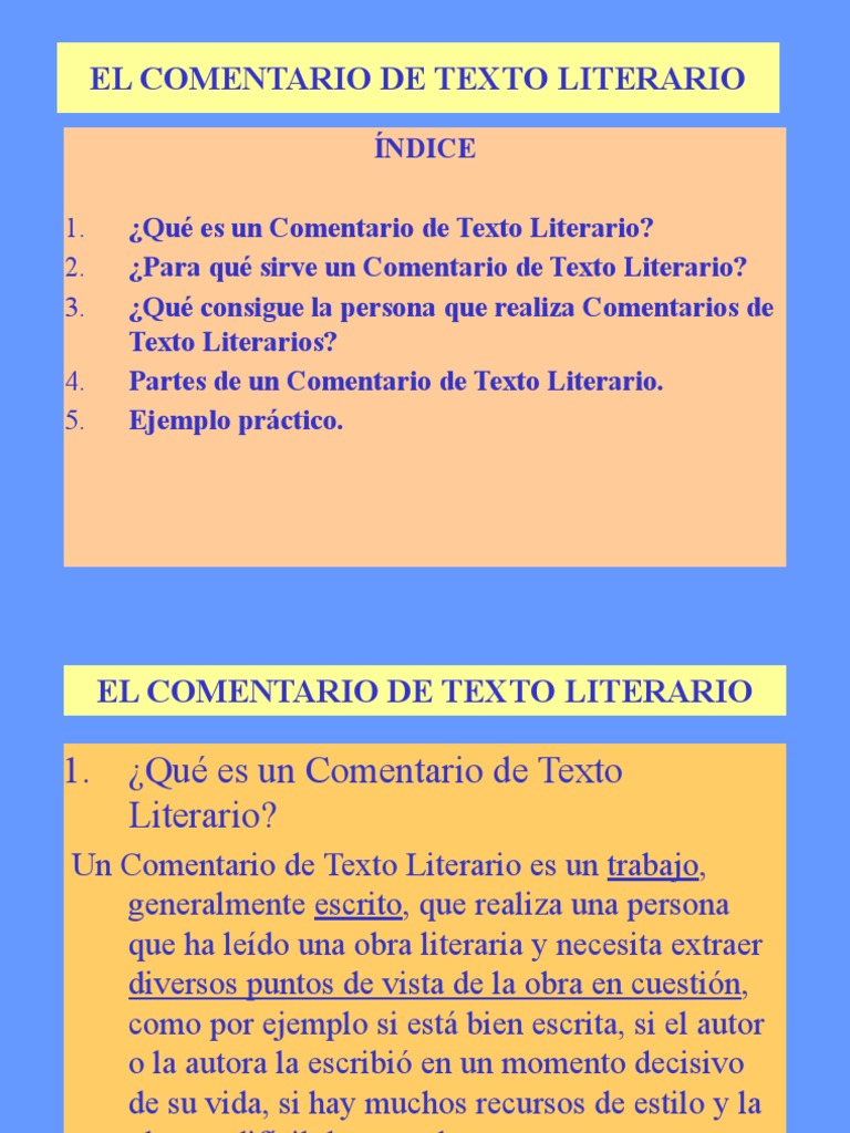 El Comentario de Texto Literario | PDF | Autor | Novelas